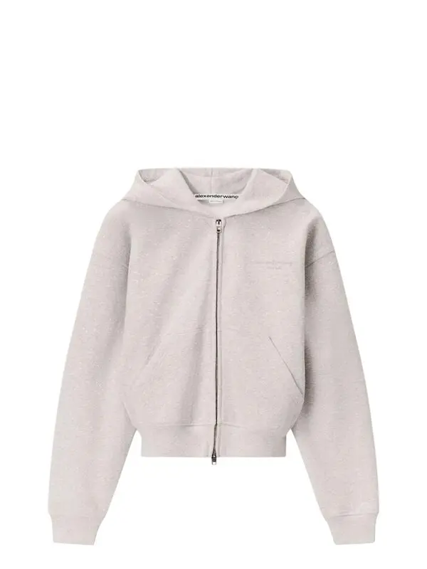 Alexander Wang Allover Hotfix Zip-up Hoodie - Grey