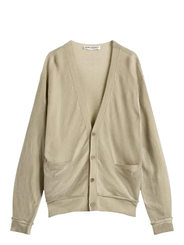 Our Legacy Parallel Cardigan Moss Spray Dye Cherub Wool - Grey