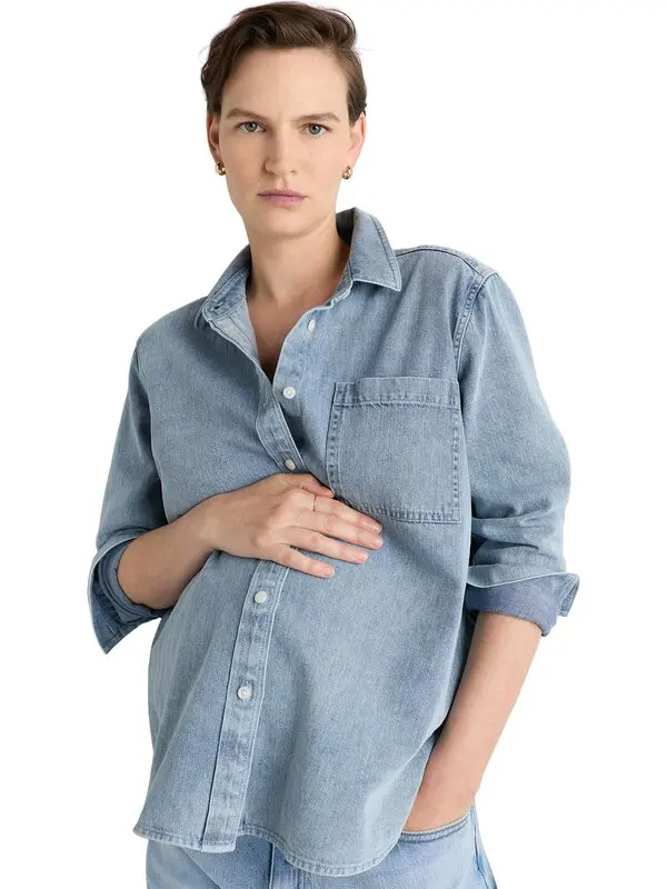 Quince Oversized Denim Shirt - Blue