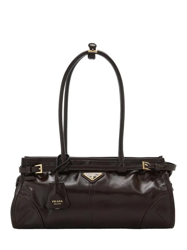 Prada Bonnie Leather Top Handle Bag - Brown