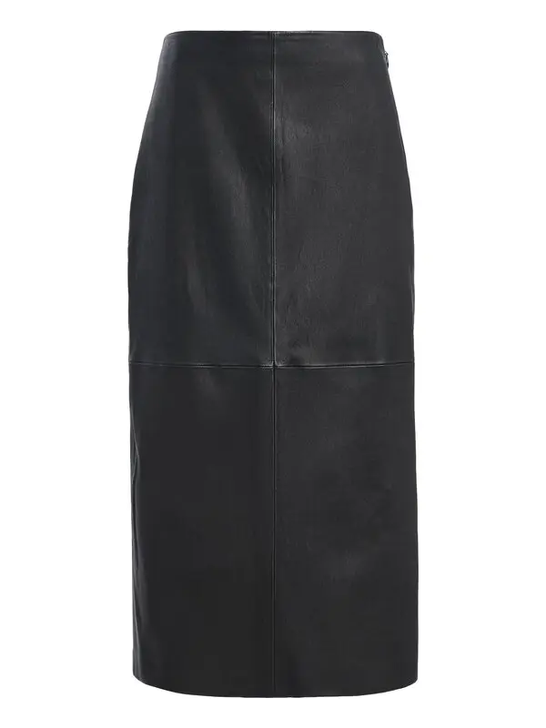 Simkhai Raven Leather Pencil Midi Skirt - Black