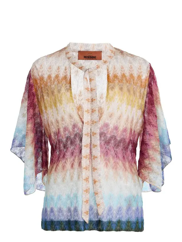 Missoni Multicolor Knit Tie-neck Top - Multi