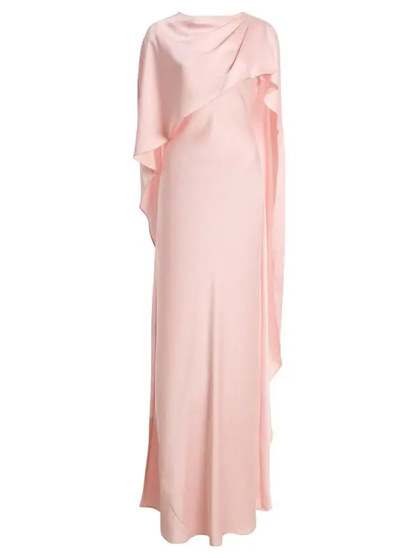 Simkhai Izel Crepe Cape Gown - Pink