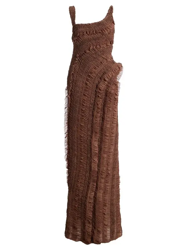 GEORGIA HARDINGE Renaissance Textured Organza Maxi Dress - Brown