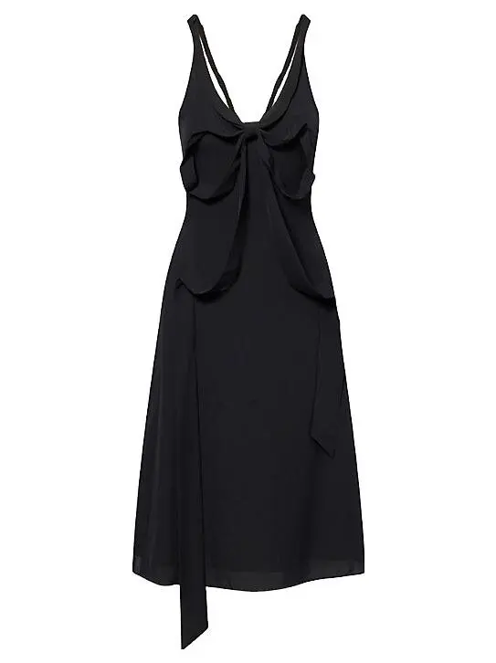 Acne Studios Dowla Bow Silk Mini Dress - Black