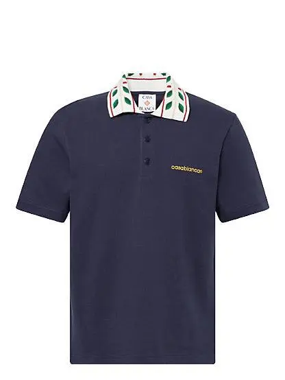 Casablanca Laurel Pique Cotton Polo T-shirt - Navy