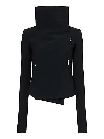 Rick Owens Asymmetrical Zip Long Sleeve Cady-crepe Biker Jacket - Black
