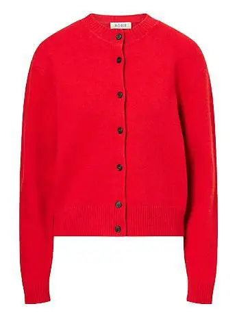 ROHE FRAMES Classic Round-neck Wool Cardigan - Red