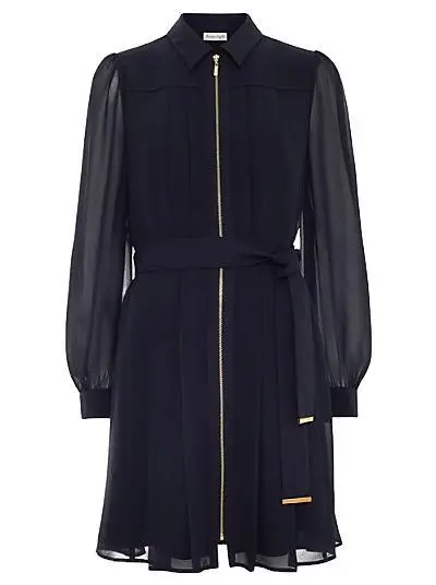 PHASE EIGHT Belted Woven Mini Dress - Navy