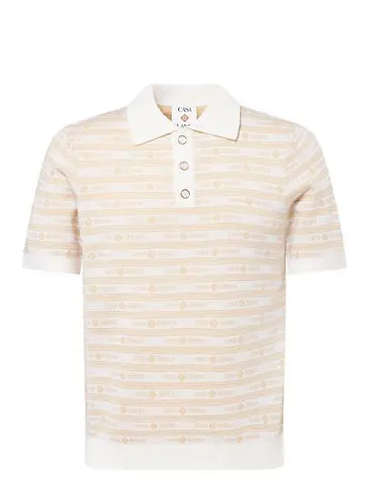 Casablanca Wordmark Short-sleeve Wool Polo Shirt - Camel