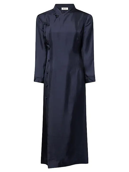 ROHE FRAMES Pankou Knotted Silk Midi Dress - Night
