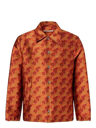 Dries Van Noten Floral Print Cotton-blend Jacket - Orange