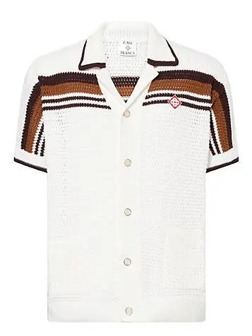 Casablanca Crochet Short-sleeve Cotton Shirt - Brown