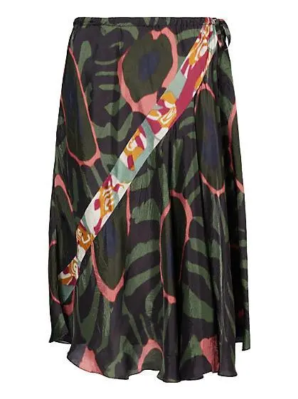 Dries Van Noten Sibanna Graphic Pattern Crepe Mini Skirt - Khaki