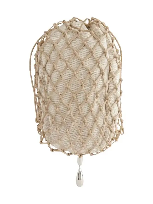 Savette Macrame Leather Pouch - Bone