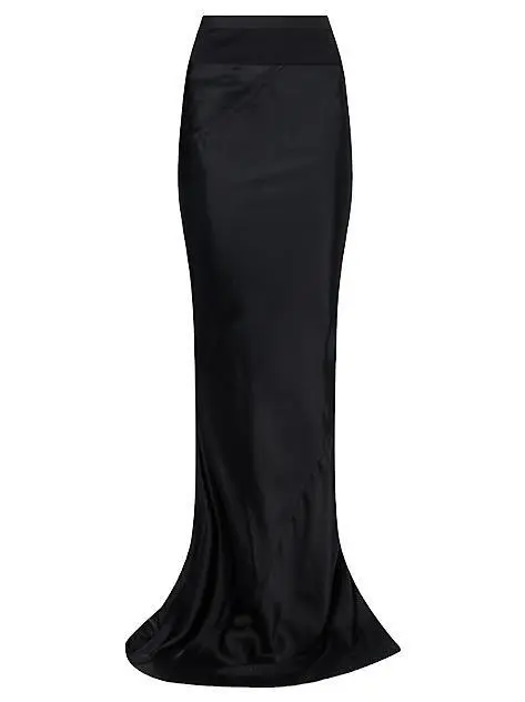 Rick Owens Maxi Satin Skirt - Black
