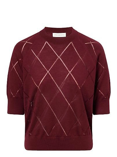 Dries Van Noten Short Sleeve Textured Wool Jumper - Wine