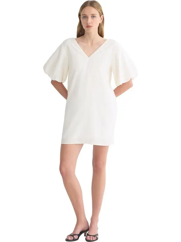 Everlane Bubble-sleeve Mini Dress In Cotton Silk Voile - Bone