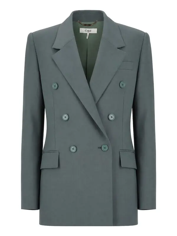 Chloé Double-breasted Gabardine Blazer - Grey