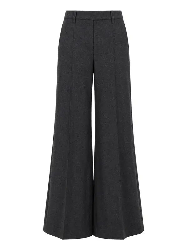 Brunello Cucinelli Wide-leg Wool & Cashmere Trousers - Grey