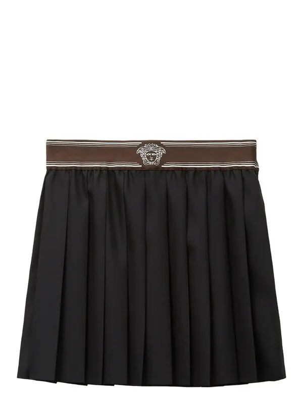 Versace Medusa Motif Wool-mohair Pleated Skirt - Nero