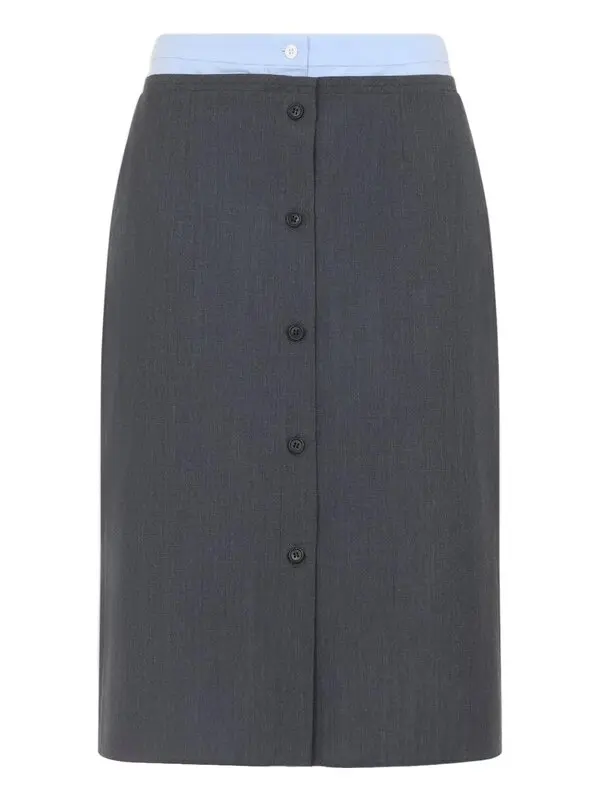Prada Wool Midi Skirt - Blue