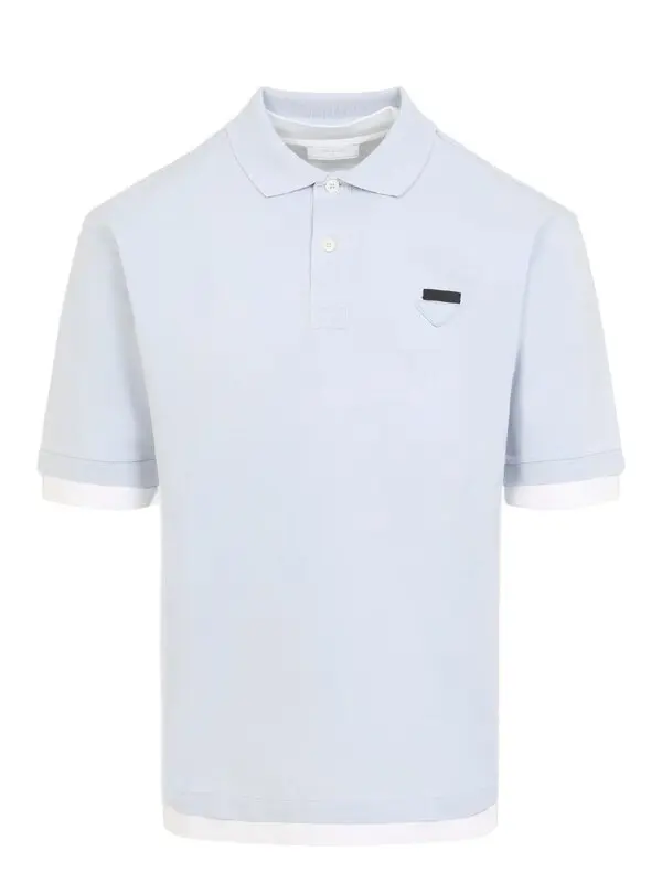 Prada Printada Cotton Polo Shirt For - Blue