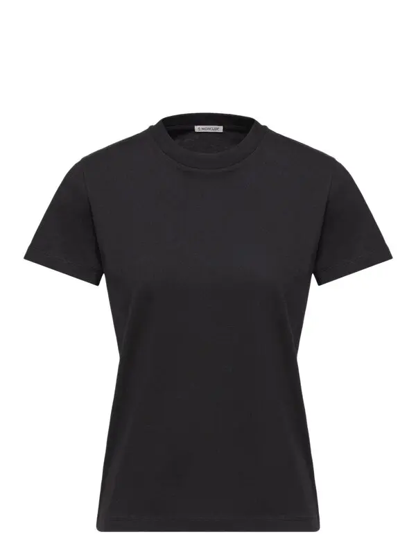 Moncler Ribbed Cotton Jersey Crewneck T-shirt With Embroidered Logo - Nero