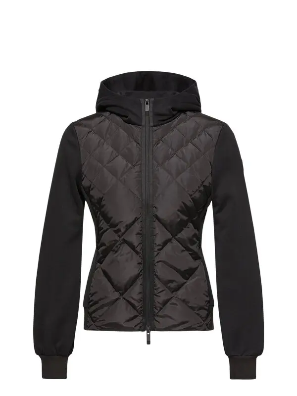 Moncler Cotton-jersey Hooded Zip Jacket With Quilted Nylon Front - Nero