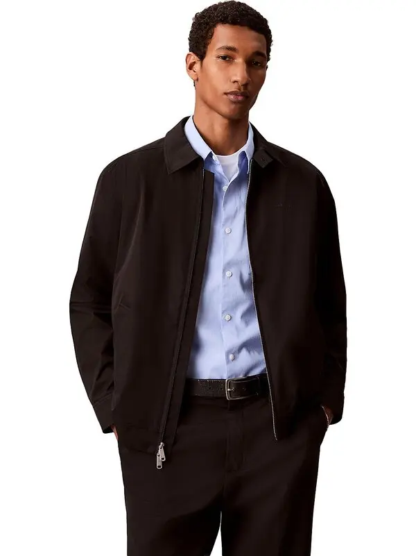 Calvin Klein Matte Full Zip Jacket With Monogram Logo - Black