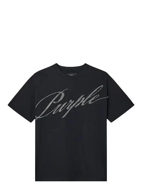 PURPLE BRAND Hwt Crystal Jersey Short Sleeve Tee Shirt - Black