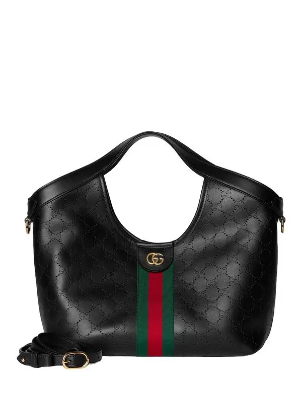 Gucci Giglio Small Tote Bag In Leather - Black