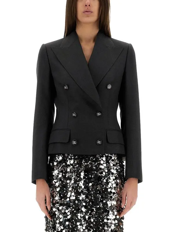 Dolce & Gabbana Double-breasted Jacket With Dg Logo Buttons - Multicolor