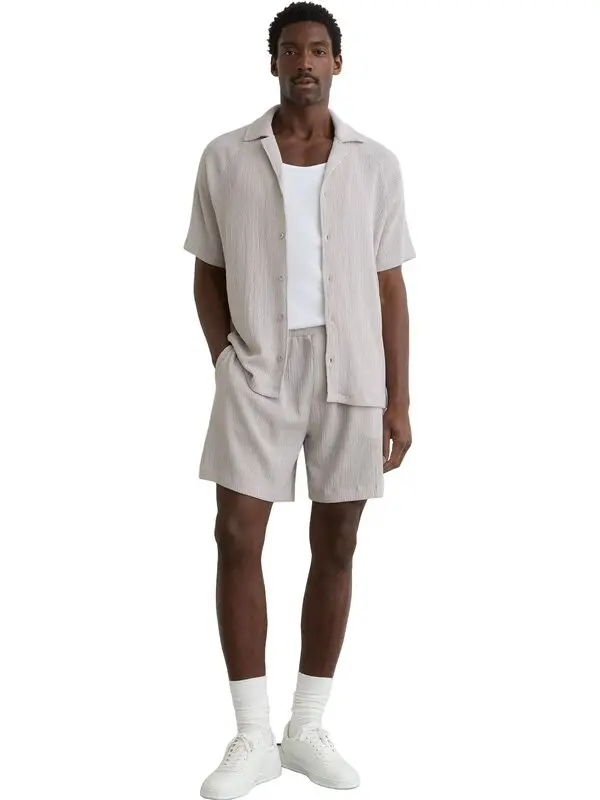 REISS Flint Textured Drawstring Shorts - Silver