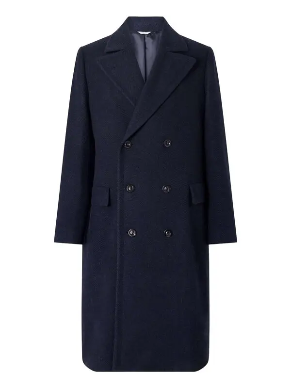 Boglioli Double-breasted Virgin Wool And Cashmere-blend Twill Coat - Navy
