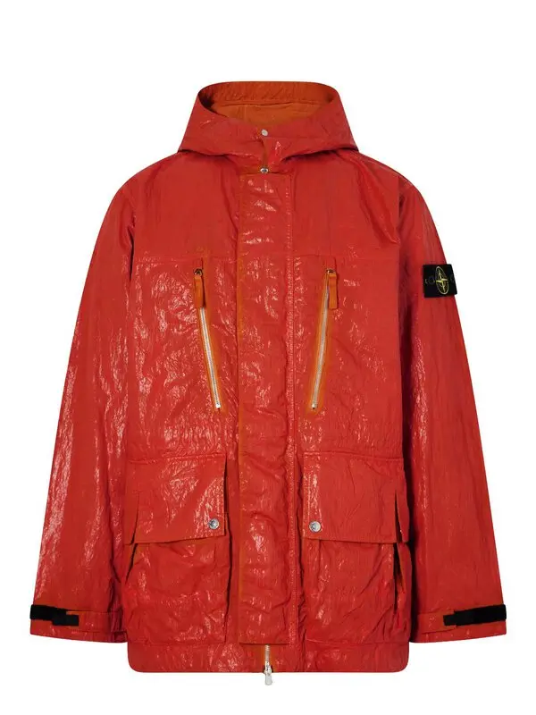 Stone Island Garment-dyed Recycled Crinkled-shell Jacket - Orange