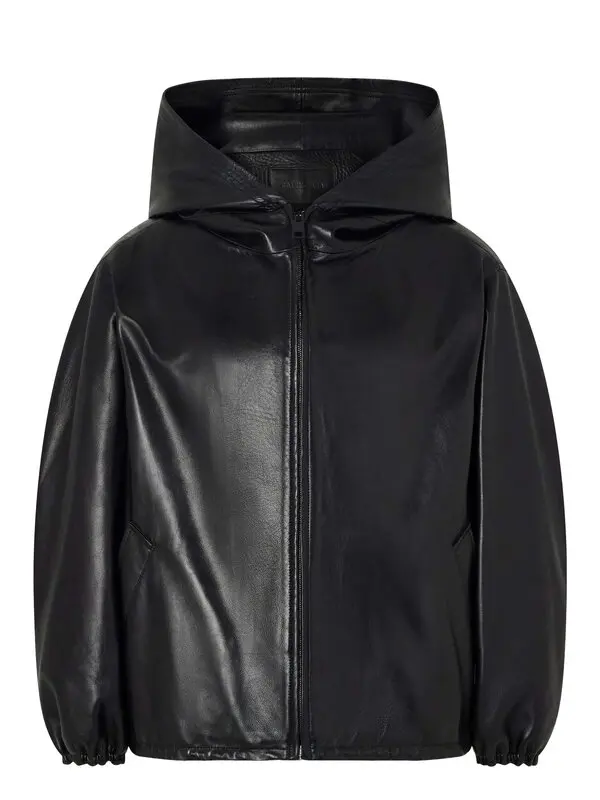 Balenciaga Hooded Leather Jacket - Black