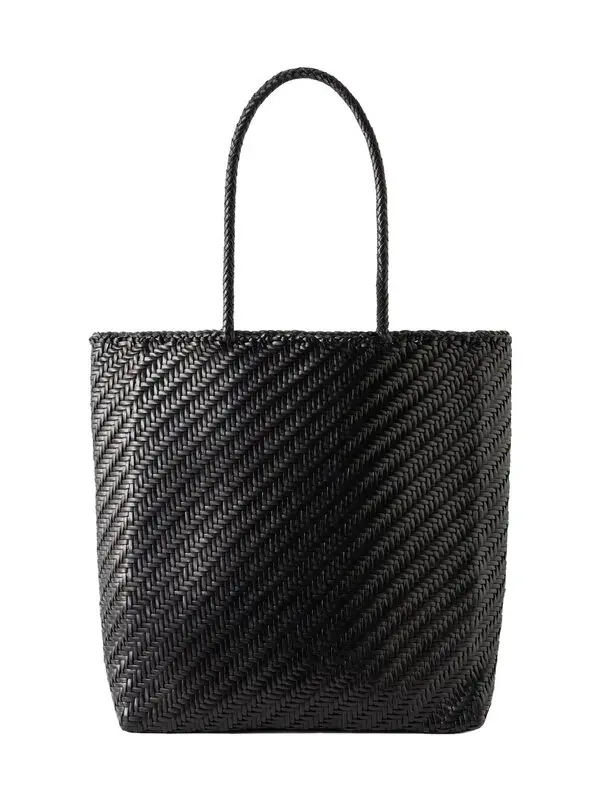 Dragon Diffusion Big" Woven Leather Tote Bag - Black