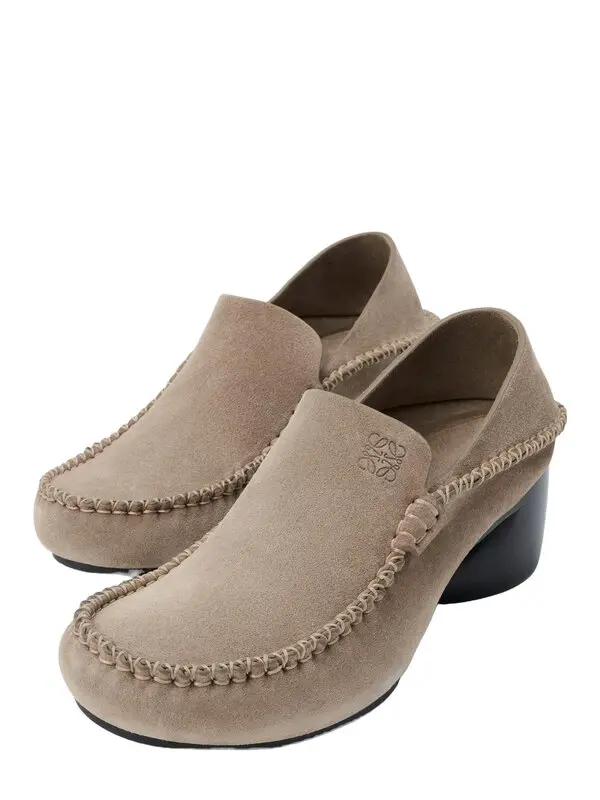 Loewe Suede Oval Loafers - Hazelnut