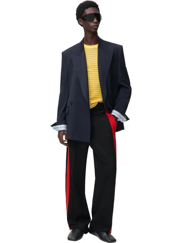 Loewe Wool Blend Trousers With Contrast Side Tape - Black/red