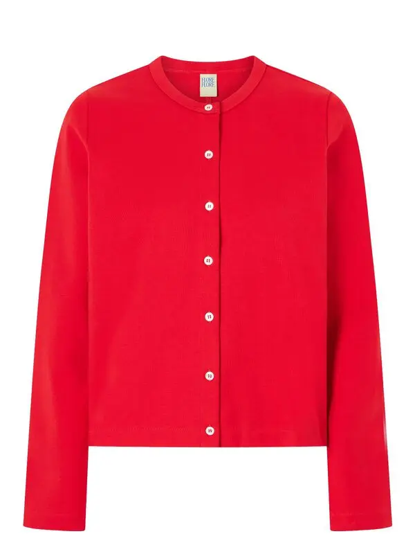 FLORE FLORE Poppy Organic Cotton-jersey Cardigan - Red