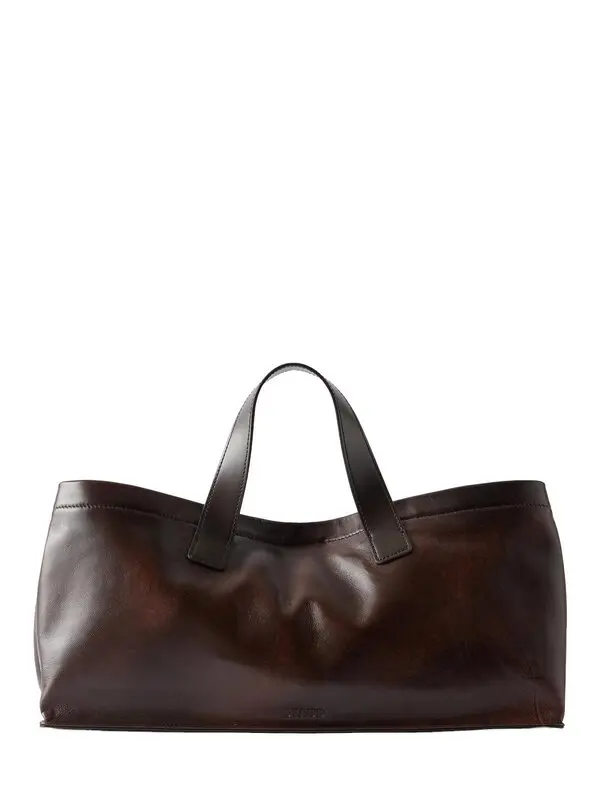 Staud Port Logo-debossed Leather Tote - Brown