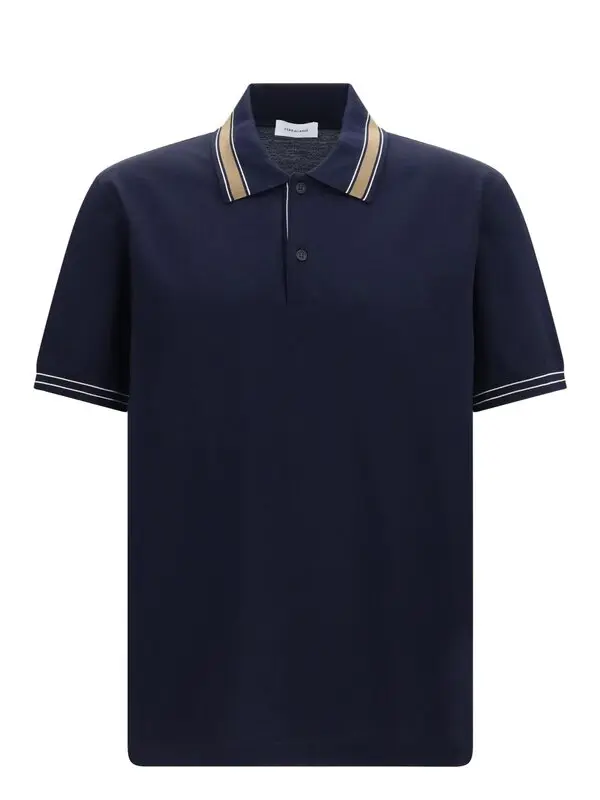 FERRAGAMO Cotton Piqué Polo Shirt Ale - Blue