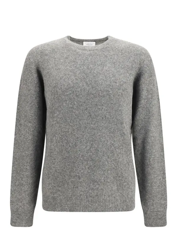 ROBERTO COLLINA Wool And Camel Ribbed Crew Neck Sweater - Grey