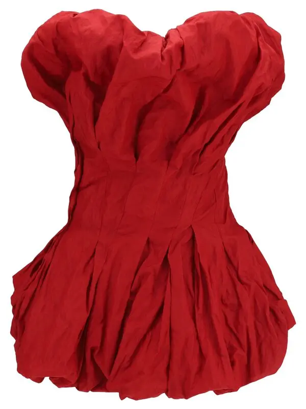 Magda Butrym Strapless Taffeta Mini Dress With Balloon Hem - Red