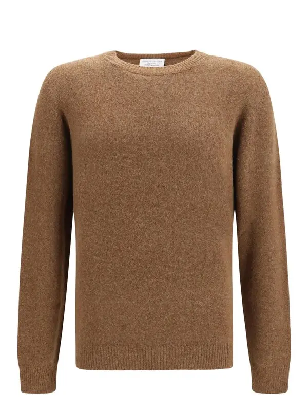 ROBERTO COLLINA Wool And Camel Crew Neck Sweater - Brown