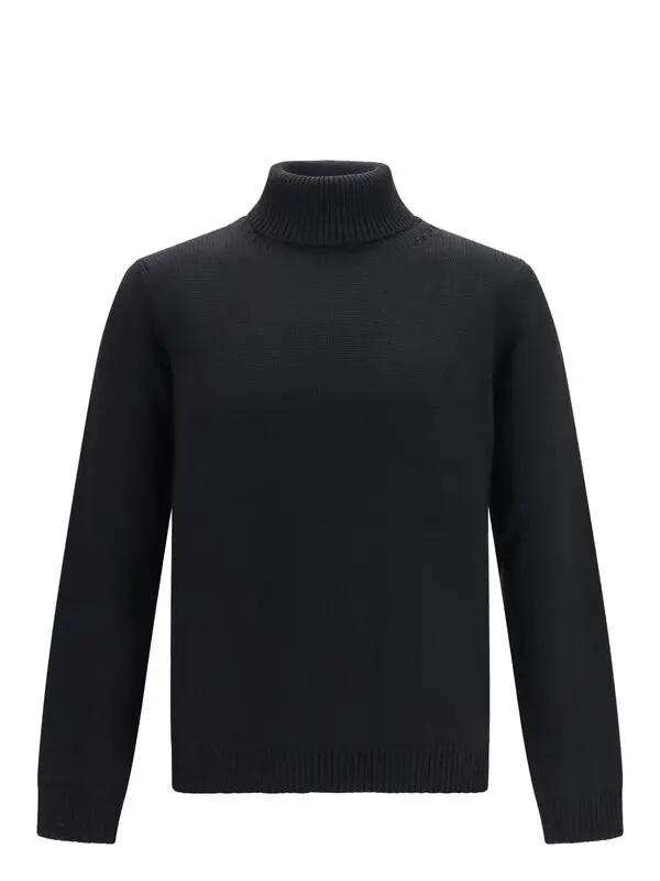ROBERTO COLLINA Wool Turtleneck Sweater - Black