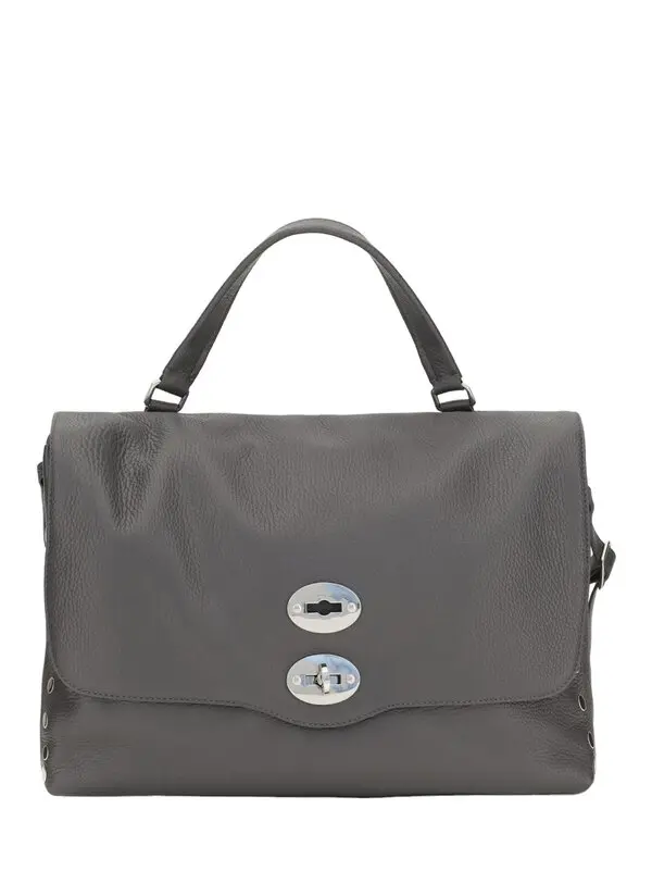 ZANELLATO Medium Postina Daily Handbag In Hammered Leather Effect - Grey