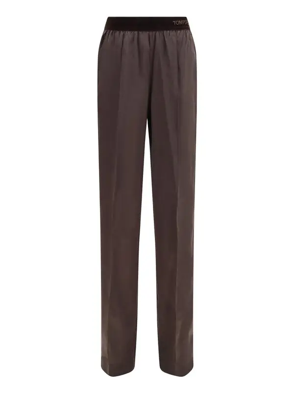 TOM FORD Stretch Silk Satin Pants - Brown
