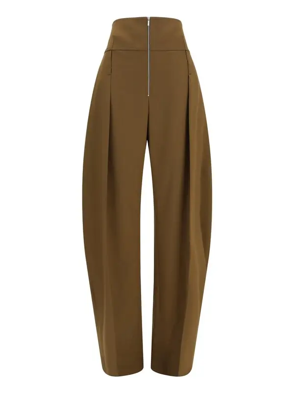 FERRAGAMO Wide Balloon-fit Zip Pants - Brown